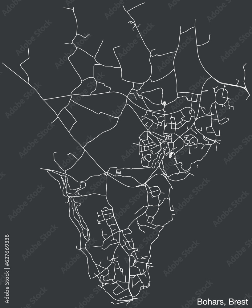 Detailed hand-drawn navigational urban street roads map of the BOHARS ...