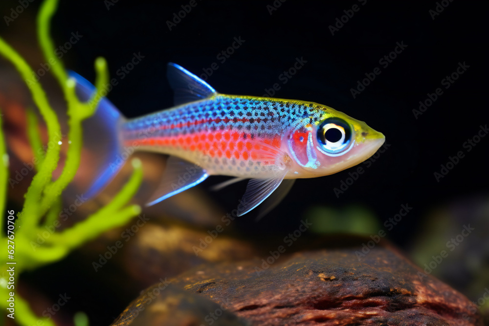 Neon tetra fish in an aquarium shot in close-up, Generative AI Stock ...