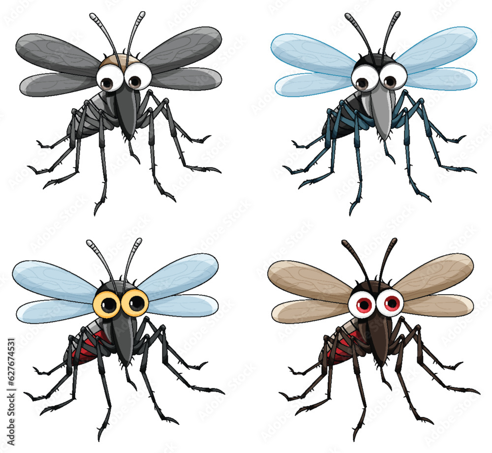 Cute mosquito cartoon character flying Stock Vector | Adobe Stock