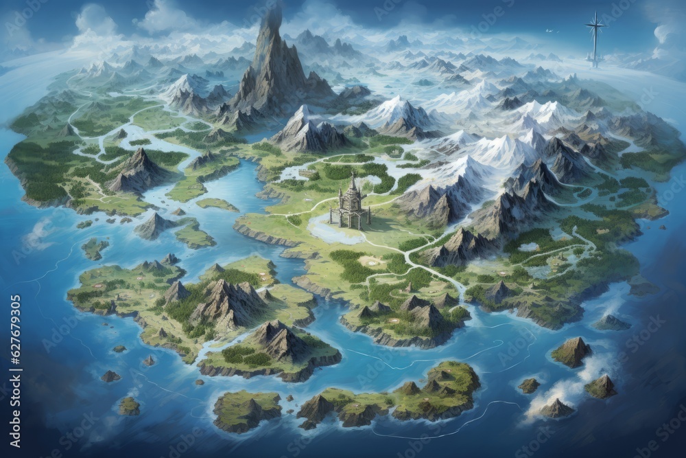 Fantasy map with amazing background. Beautiful illustration picture ...