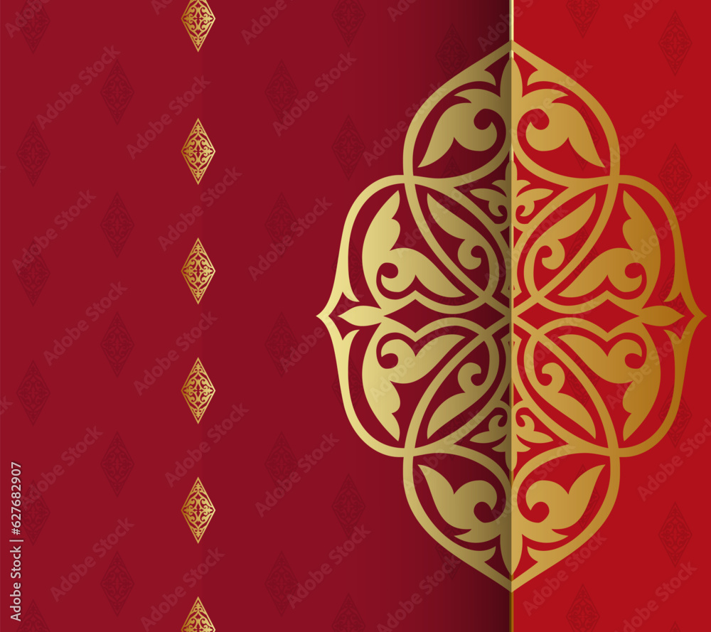 Red and gold Indian background. Luxury pattern template. Vector ...