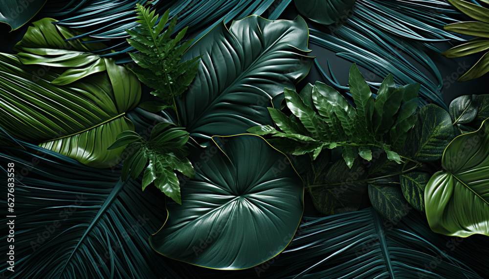 Plants and leaves of the Amazonian vegetation...Vertical garden with ...