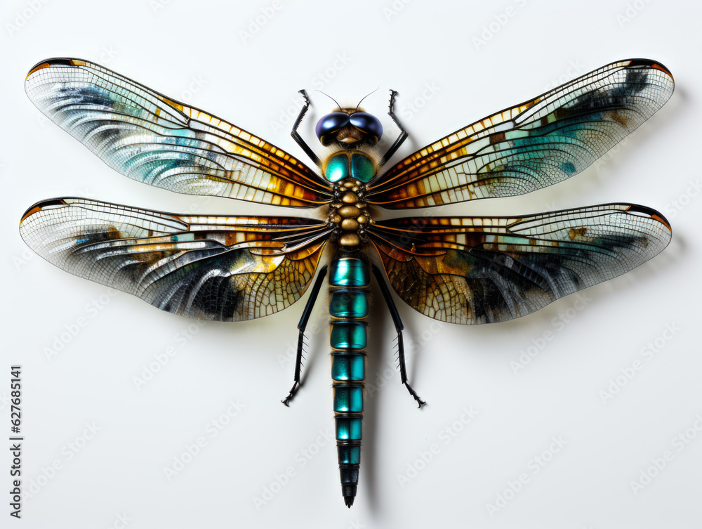 Embrace the allure of an exquisitely preserved colored dead dragonfly ...