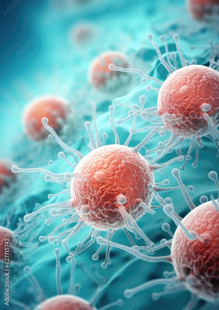 Molecular structure of cancer cells under microscope, realistic macro ...