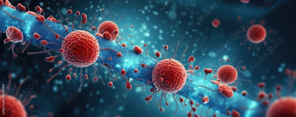 Molecular structure of cancer cells under microscope, realistic macro ...