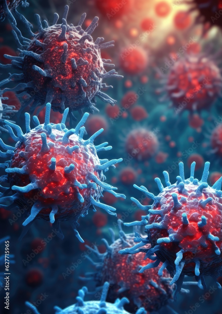 Molecular structure of cancer cells under microscope, realistic macro ...