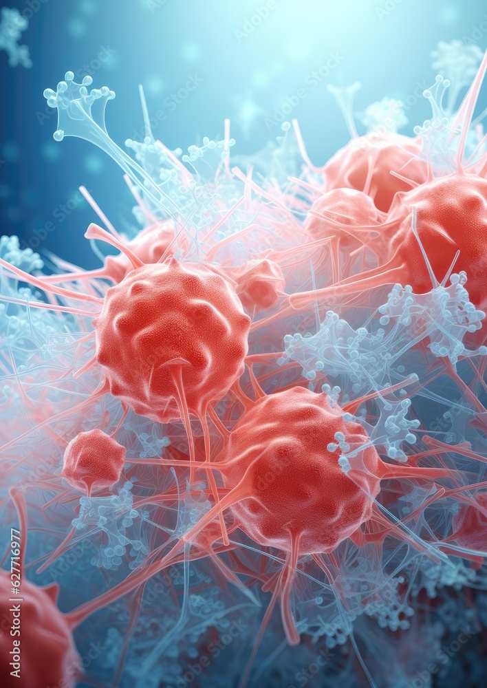 Molecular structure of cancer cells under microscope, realistic macro ...