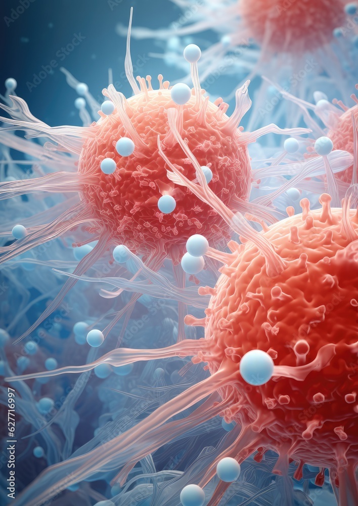 Molecular structure of cancer cells under microscope, realistic macro ...