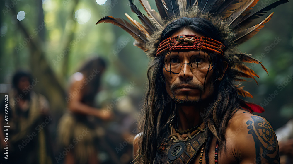 Huaorani - Indigenous Tribe in the Amazon Rainforest Stock Illustration ...