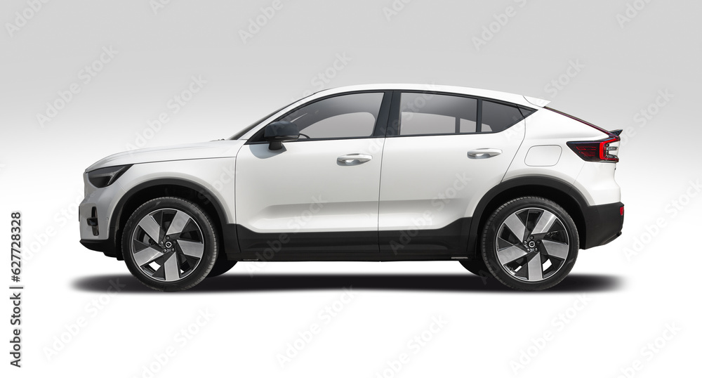 Volvo C40 SUV electric car side view isolated on white background Stock ...
