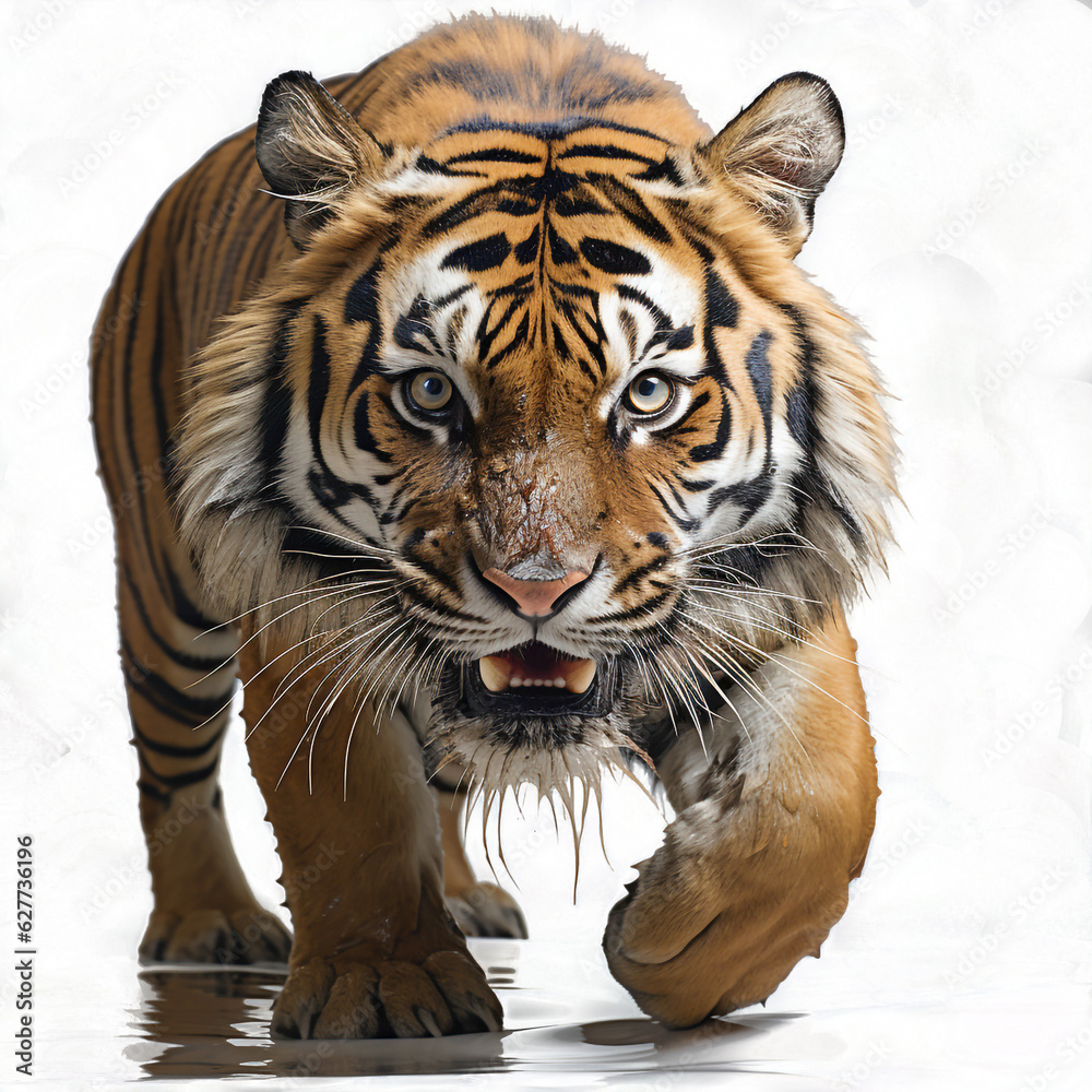 AI generated image of Ferocious tiger with bared fangs.PNG Stock ...