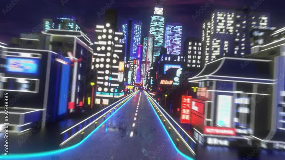 cyberpunk city animation, Futuristic motion graphics. Ultra violet ...