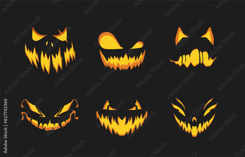 Set of Halloween horror emoticons. Fear and horror, scary international ...