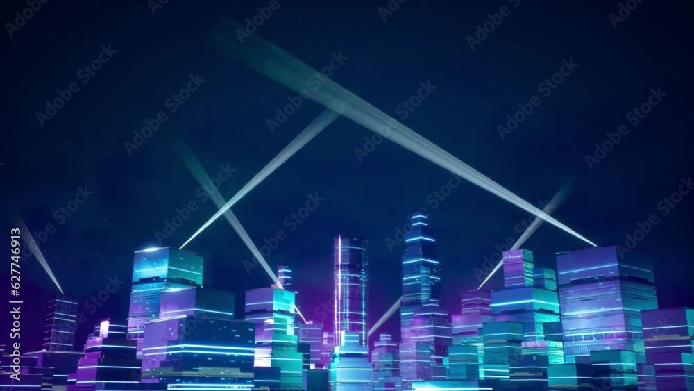 cyberpunk city animation, Futuristic motion graphics. Ultra violet ...