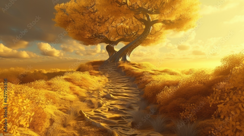 golden path, path to the golden tree, symbol of prosperity. Created ...