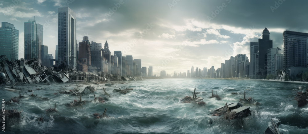 The impact of Climate Change and Global Warming. A crumbling dystopian ...