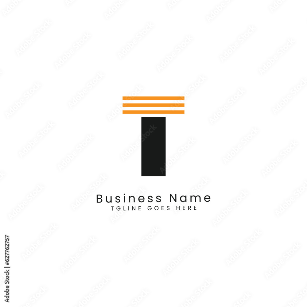 T Letter Stock Illustration with Geometric Lines Vector Logo. Alphabet ...