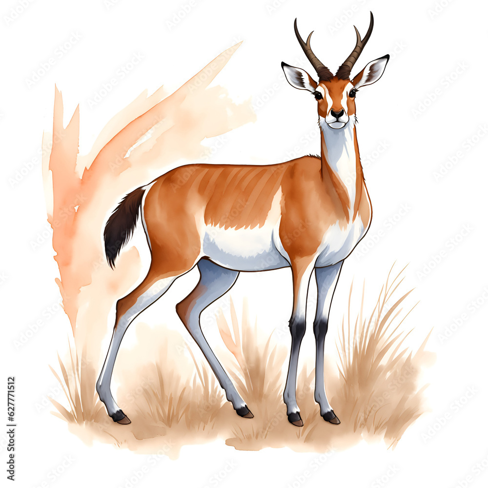 Antelope in cartoon style. Cute Little Cartoon Antelope isolated on ...