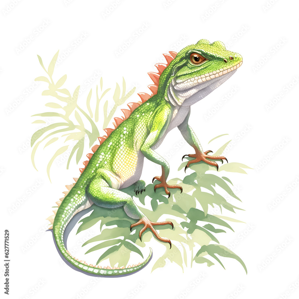 Lizard in cartoon style. Cute Little Cartoon Lizard isolated on white ...