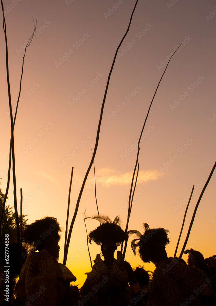Dassanech men during the dimi ceremony to celebrate the circumcision of ...