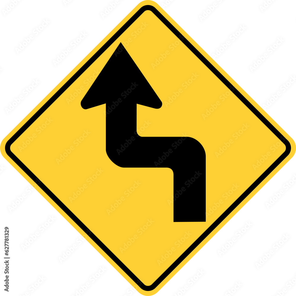 Vector graphic of a usa reverse turn highway sign. It consists of a ...
