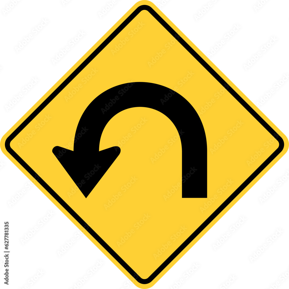 Vector graphic of a usa turn around road highway sign. It consists of a ...