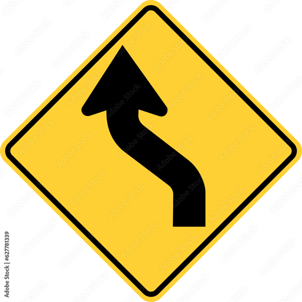 Vector graphic of a usa reverse curve highway sign. It consists of a ...