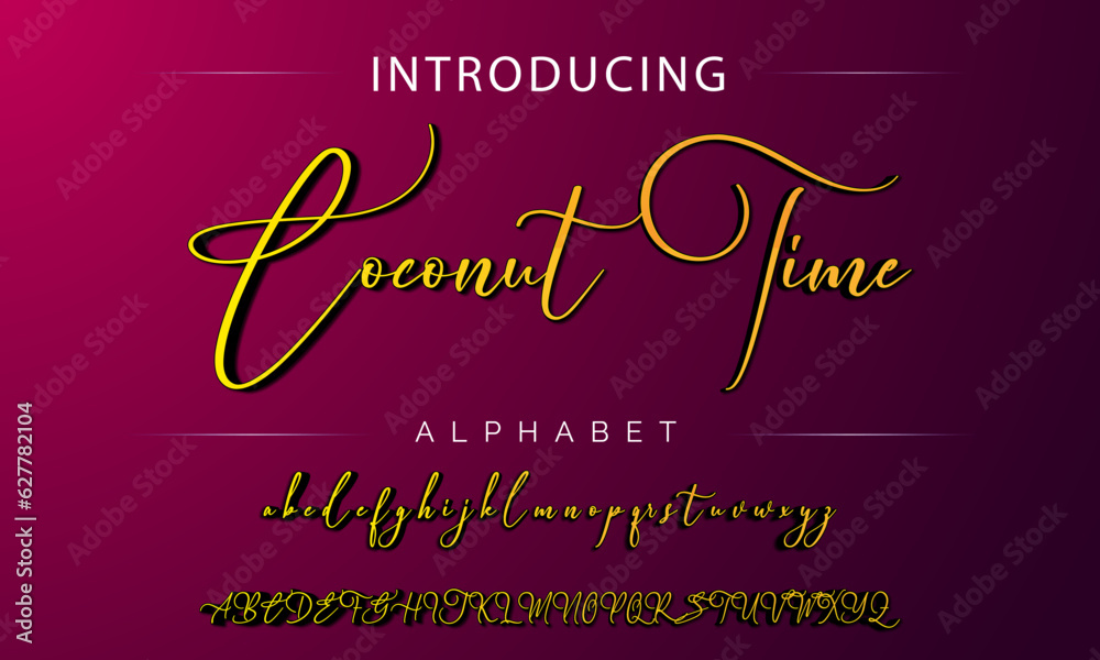 Coconut Time Hand drawn vector alphabet. Script font. Isolated letters ...