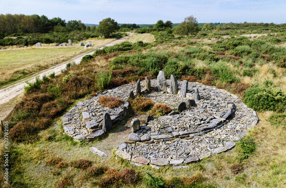 Landes de Cojoux, Saint-Just, Brittany, France. The excavated ...