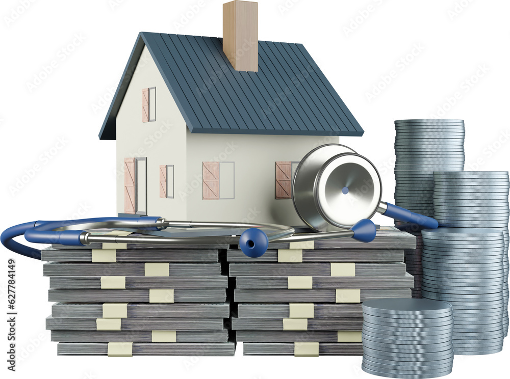 Investment house and Stetoscop with a lots of money. Real estate ...