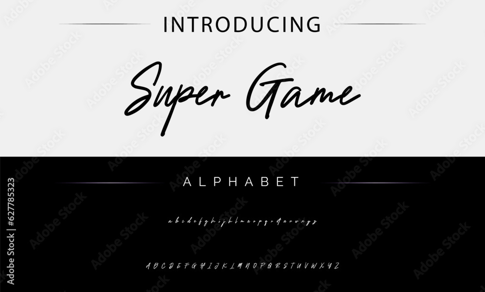 Super Game Hand drawn vector alphabet. Modern monoline signature script ...