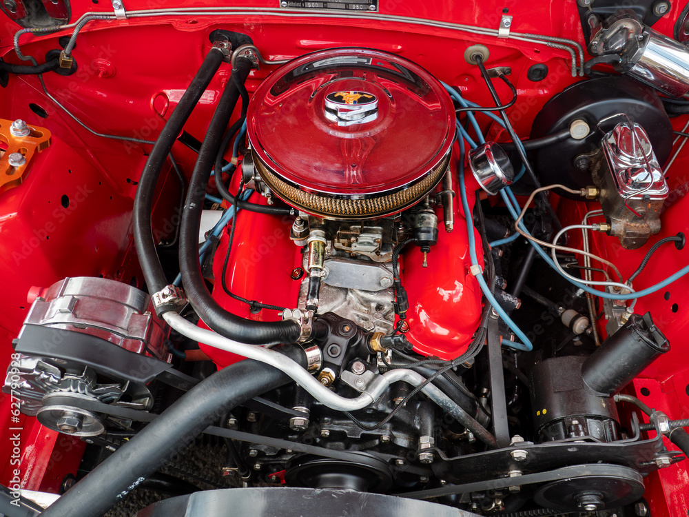 Engine Bay of a 1979 Ford Mustang Foxbody with Air Filter Stock Photo ...