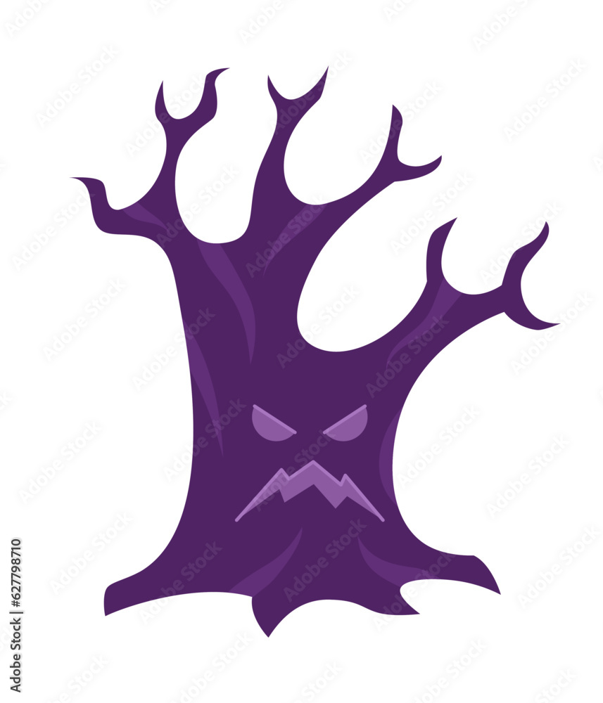 Spooky tree semi flat colour vector object. Halloween tree. Scary ...