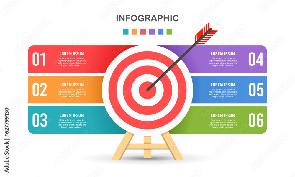 Infographic target template. Infographic six option. Business ...