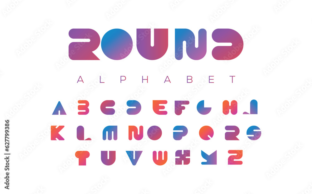 Round Modern minimal abstract alphabet fonts. Typography technology ...