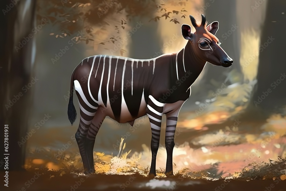 The okapi is a mammal that is native to the Congo. Generated AI Stock ...