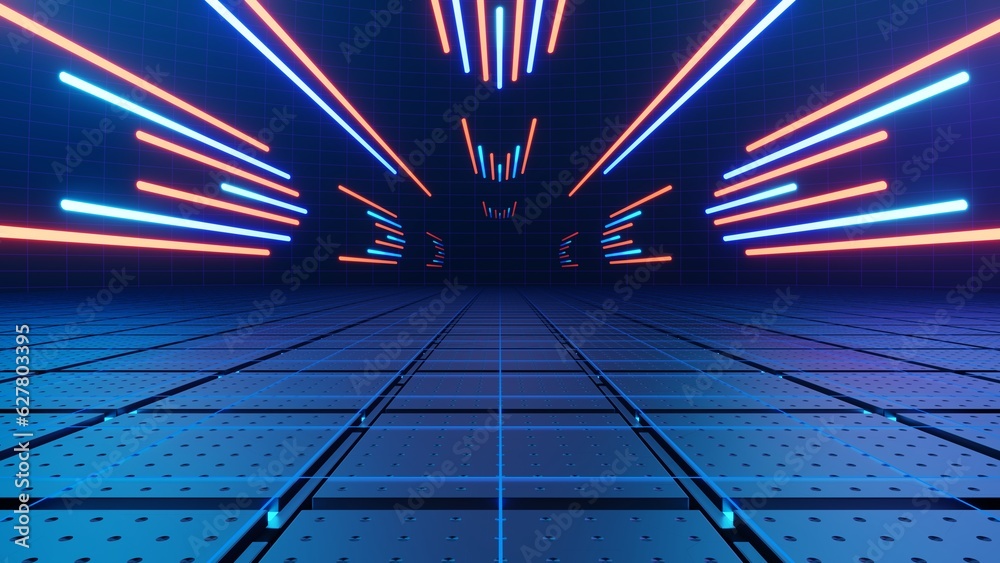 3d technology abstract neon light background, empty space scene ...