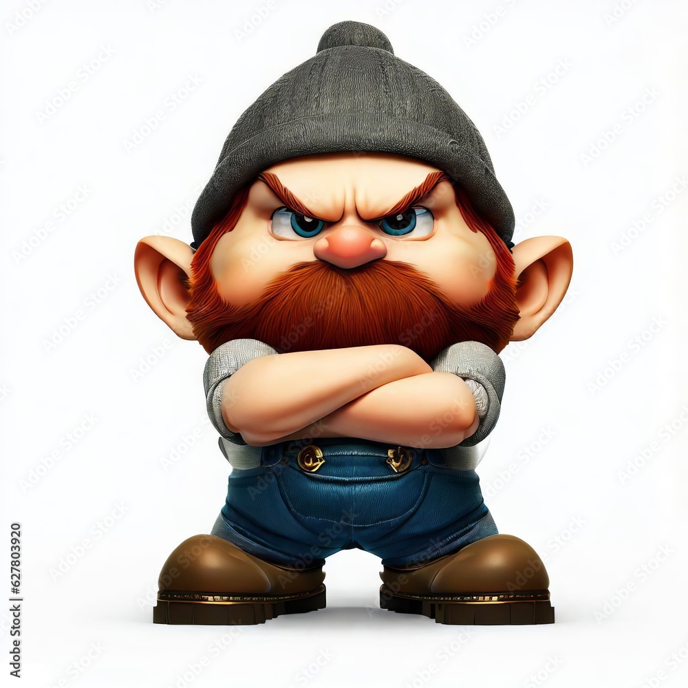 Angry Dwarf isolated on white background Stock Illustration | Adobe Stock