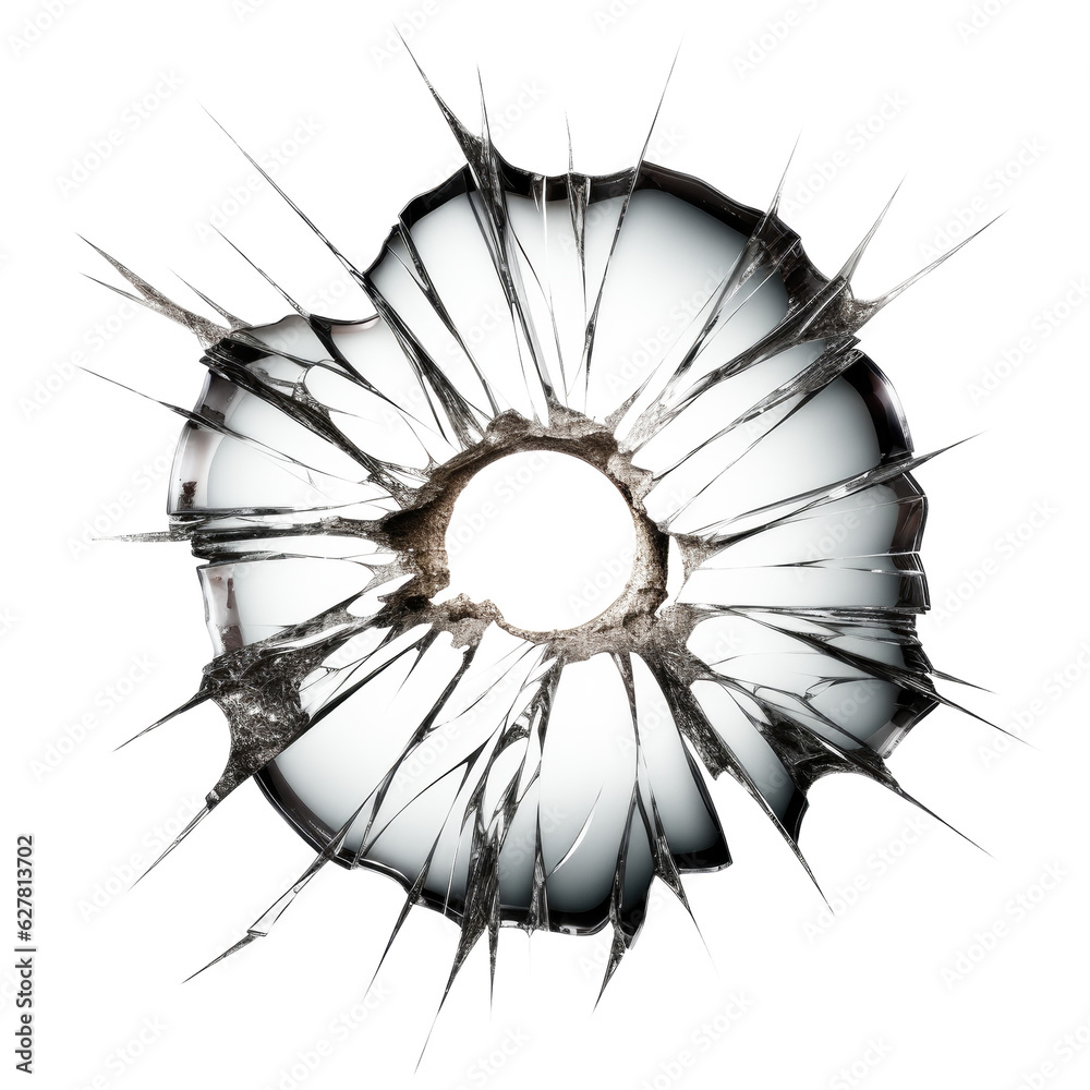 Bullet Hole On Glass Isolated on Transparent Background Stock Photo | Adobe Stock