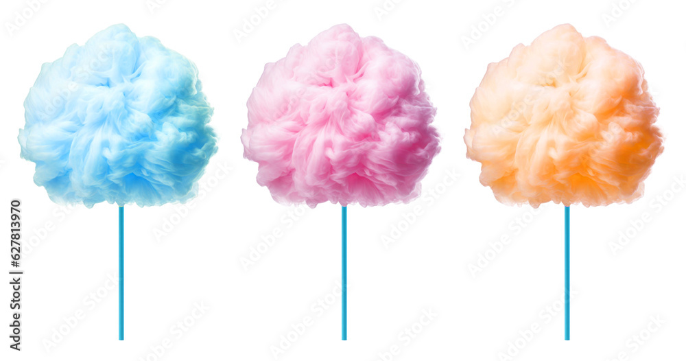 Cotton Candy Set Isolated on Transparent Background Stock Illustration ...
