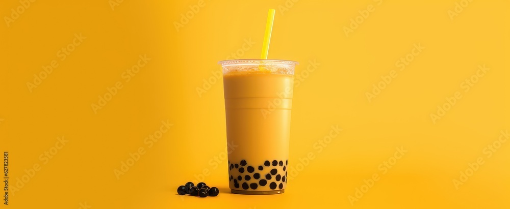 Foto de Bubble Tea. Glass of bubble tea. Yellow bubble tea. Taiwan milk ...