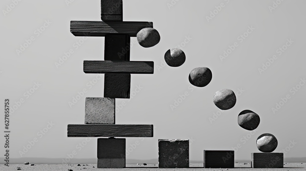 Geometric composition of different geometric figures. Art installation ...
