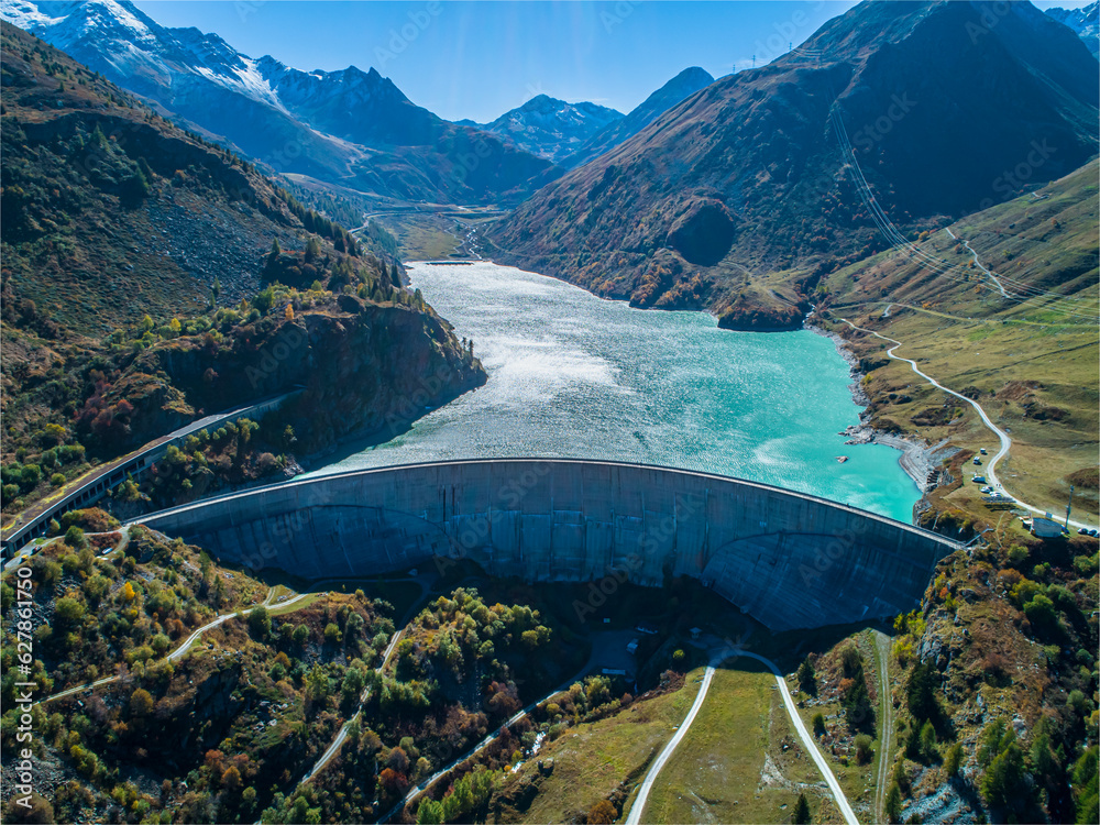 Barrage, barrage hydroélectrique, lac de retenue, lac, électricité ...