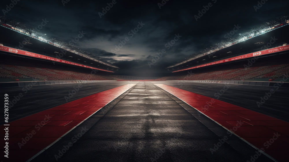 Formula 1 race track, super car on asphalt road, background banner or ...