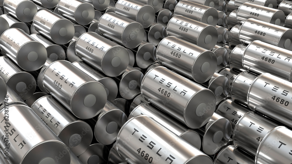 Lithium-ion Tesla Battery 4680, High-capacity accumulator cell modules ...