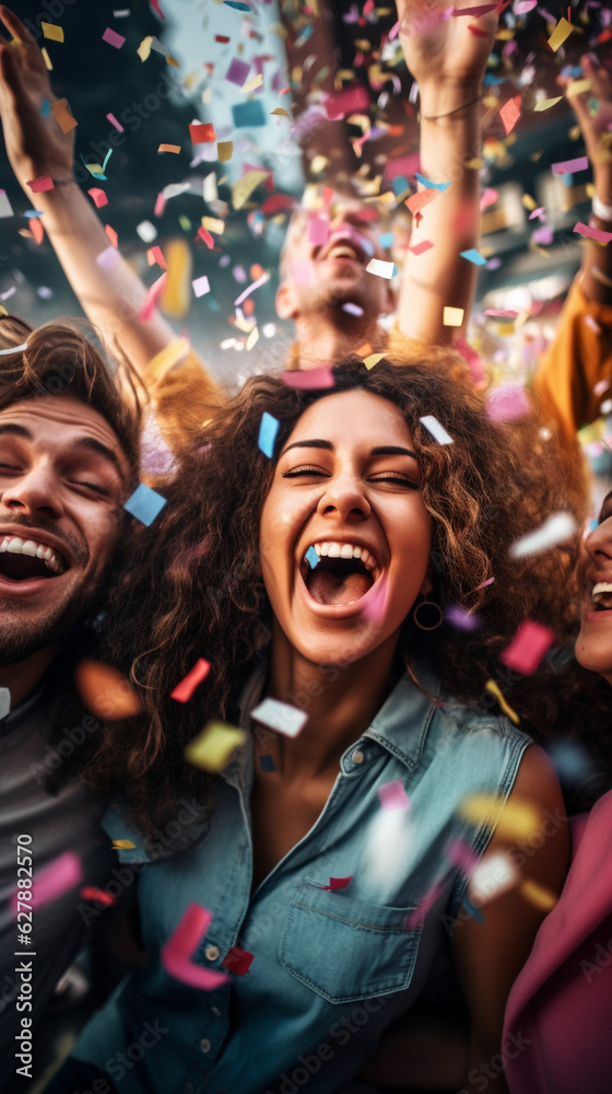 The thrill of celebration - A dynamic group of people caught in a ...