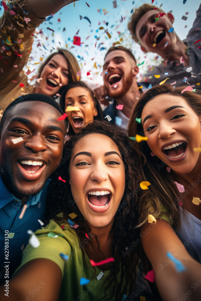 The thrill of celebration - A dynamic group of people caught in a ...