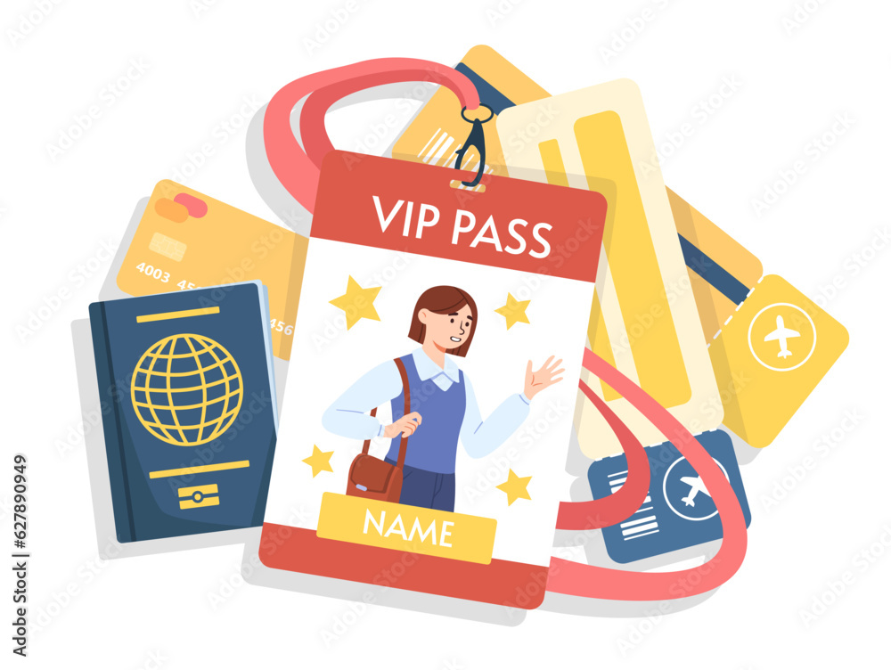 Vip pass for girl concept. Documents of journalist and popular ...