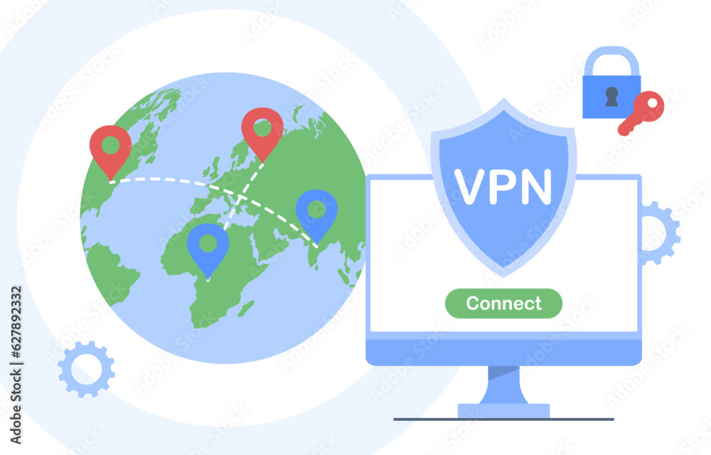 VPN service concept. Internet security and safety. Virtual private ...