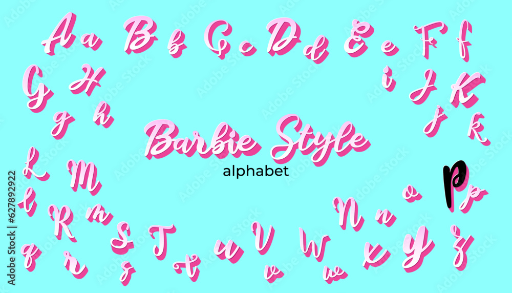 Barbie style letttering font. Vector alphabet Stock Vector | Adobe Stock
